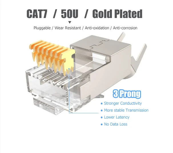 Rj45 Connector Modular Plug For Cat6a And Cat7 Ftp Network With Cable ...
