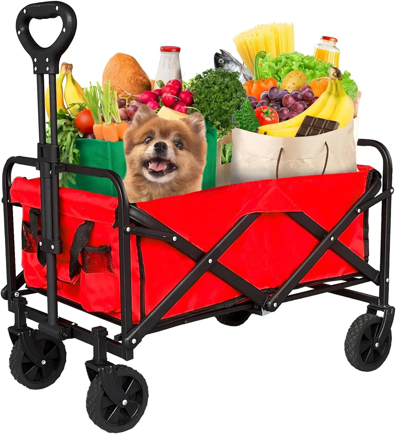 Collapsible Utility Folding Wagon Cart - Heavy Duty & Versatile