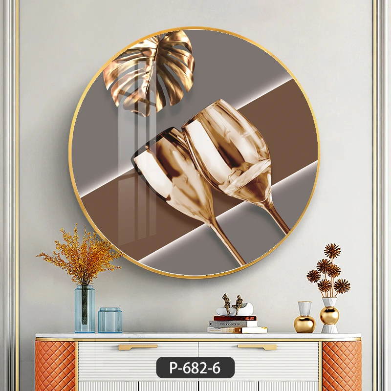 Modern Luxury Golden Abstract Dinner Set Wall Poster Crystal Porcelain ...