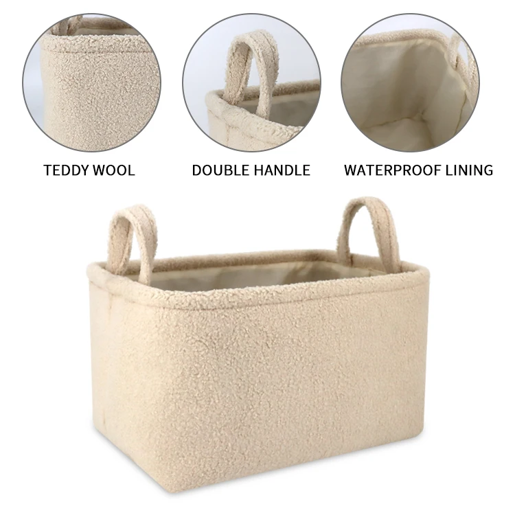 Folding Cloth Organizer Storage Basket Soft Teddy Organizer Baskets ...