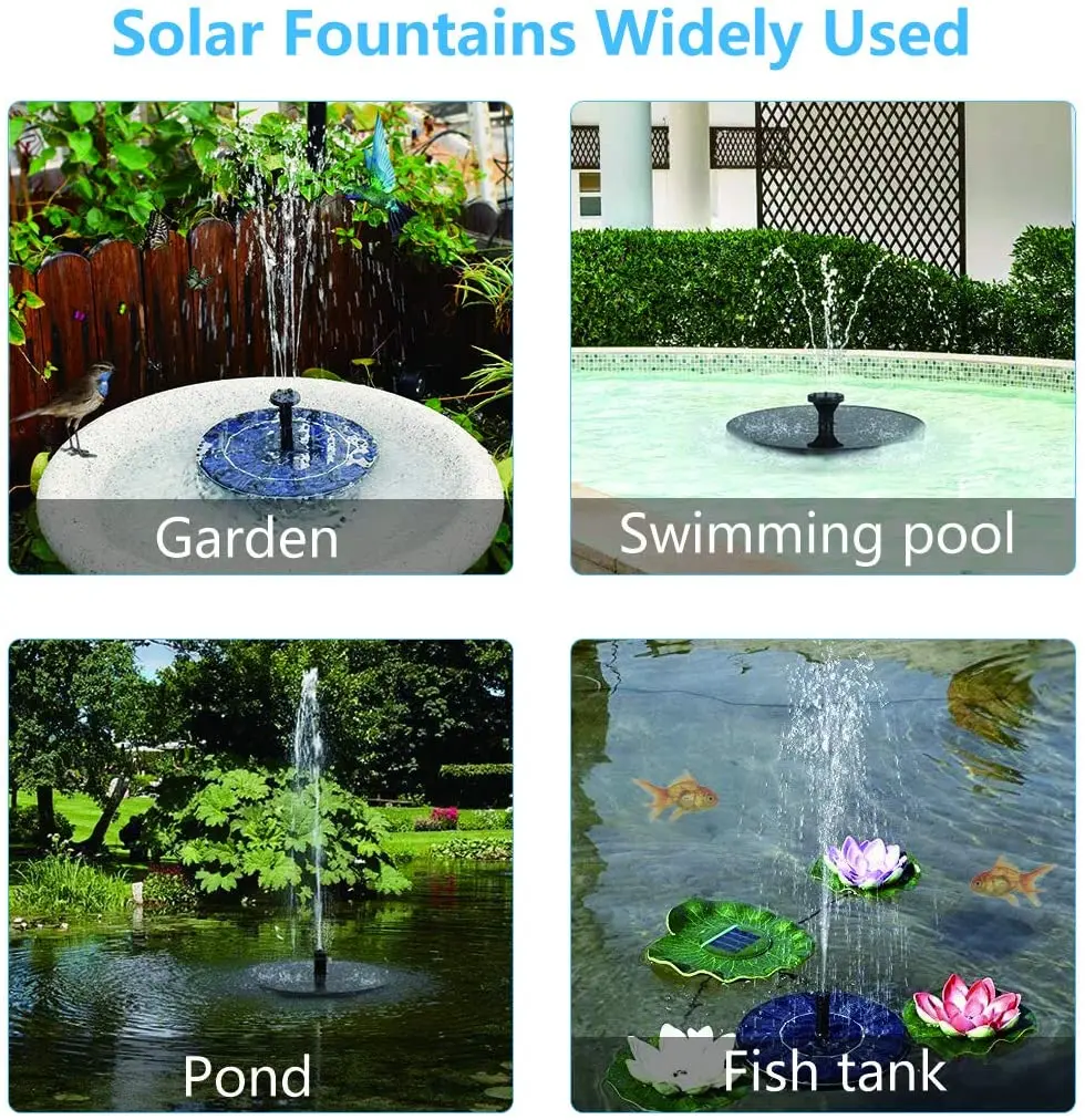 Solar Powered Water Fountain For Garden & Pond - Easy Install, Oem