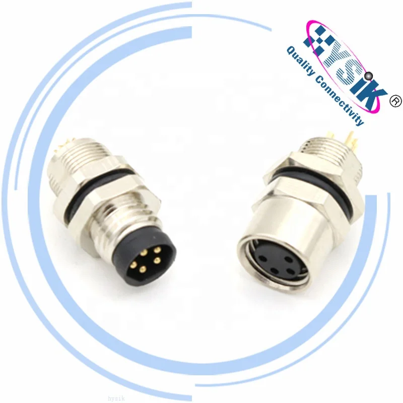 M8 Pcb Panel Mount Circular Connector 3 4 5 6 8 Pin Female Male ...