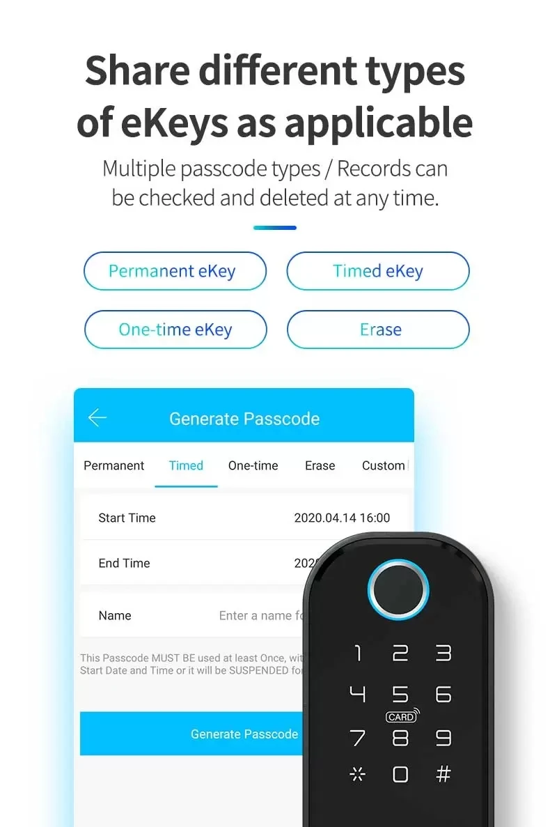 Kadonio Wifi Smart Home Electronic Keyless Keypad Deadbolt Door Rim ...