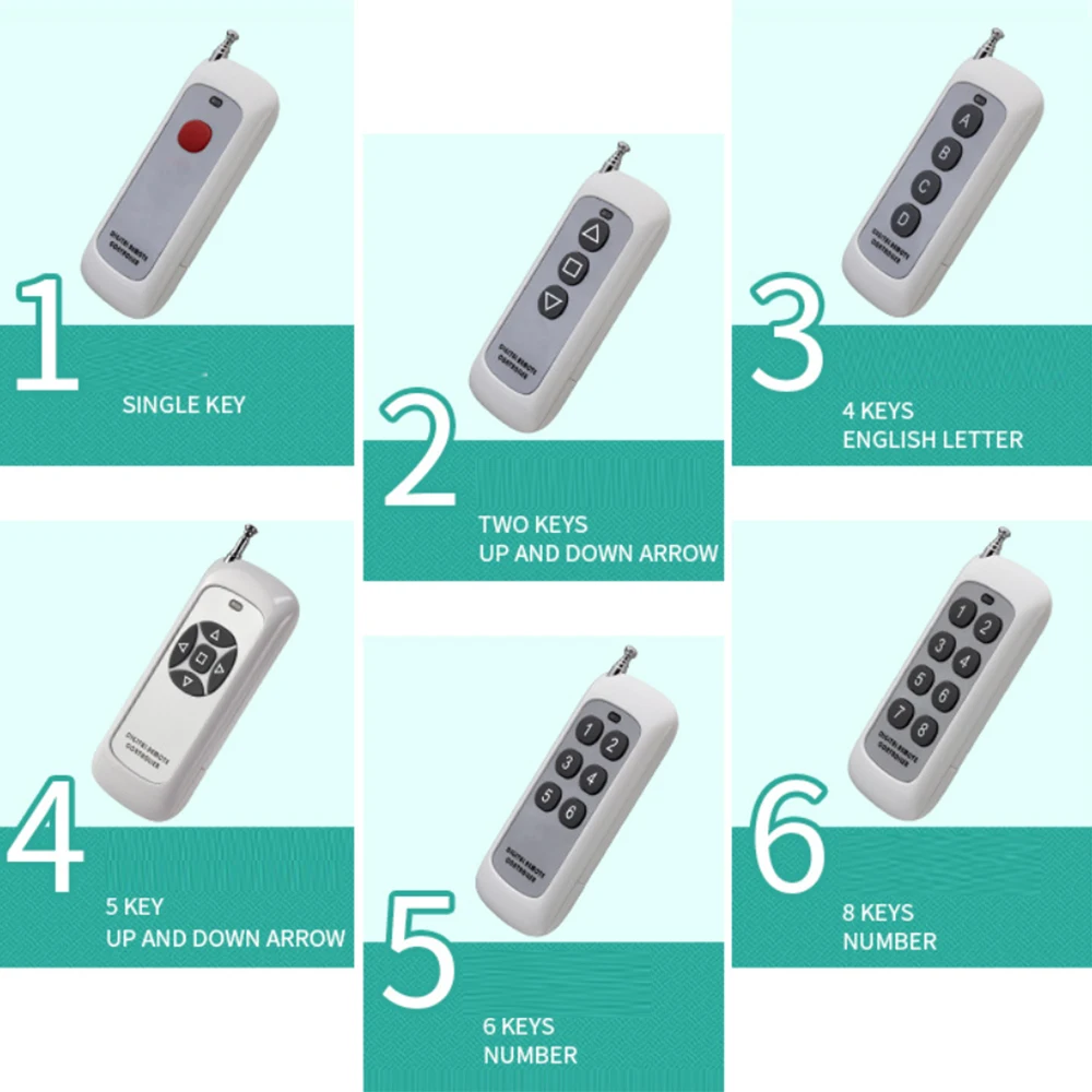 433Mhz/315Mhz Long Range Remote Control 1-8 Button Switch Transmitter ...