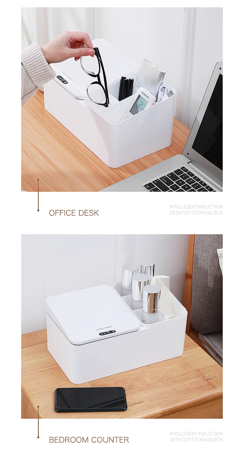 Automatic Sensing Desktop Foldable Multi-grid Smart Storage Box With ...