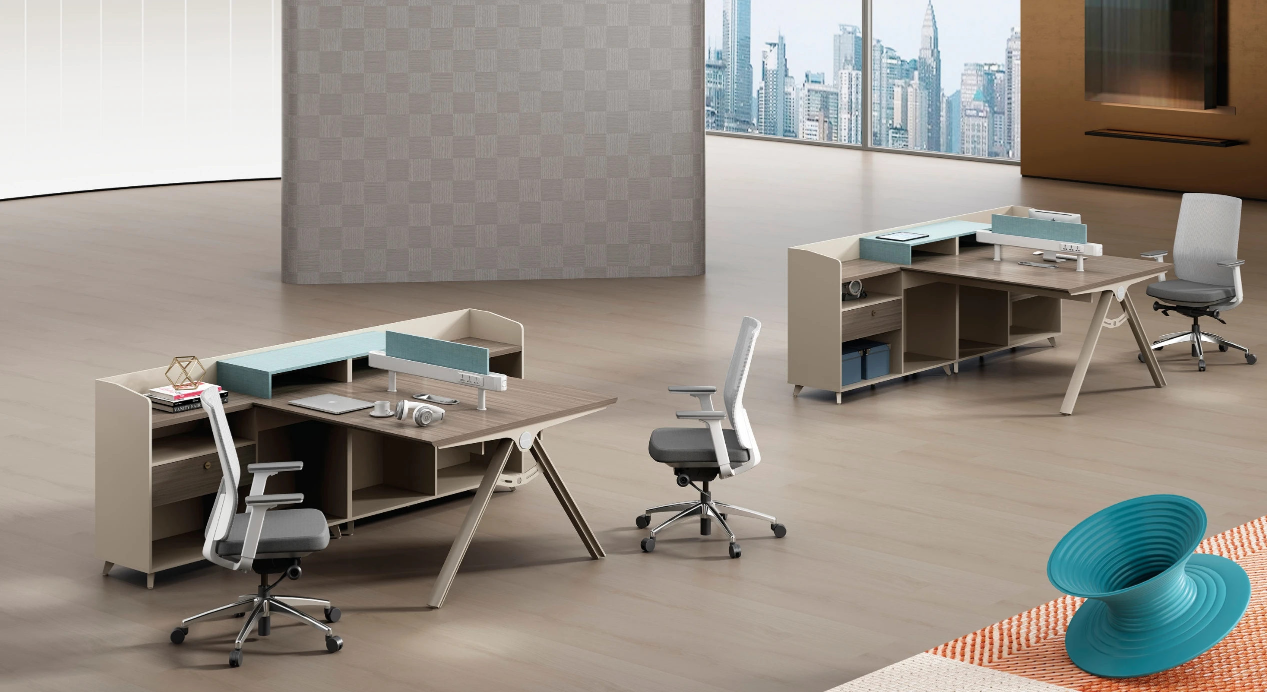 Modern Luxury Office Furniture Desks White Modular 3 6 Person Table ...
