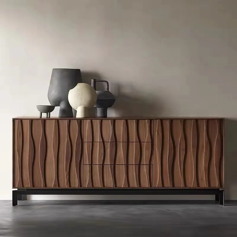 SWT 2025 Living Room Cabinet - Solid Wood, Stripe Design