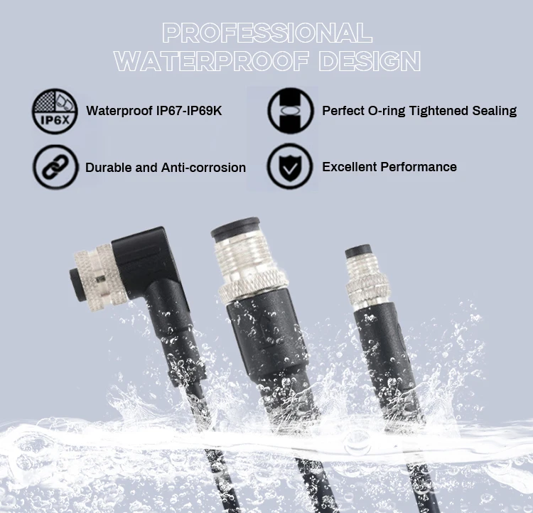 Push-pull Self-latching M12 Sensor A-code 5pin Male Mold Solder ...