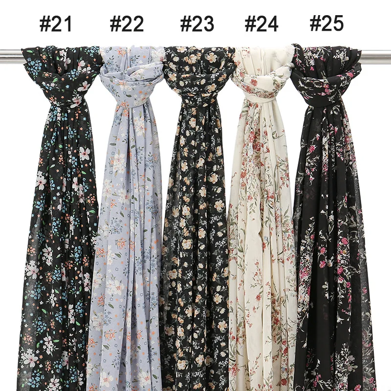 New Style 110*110cm Floral Printed Chiffon Hijab Scarves Malaysia ...