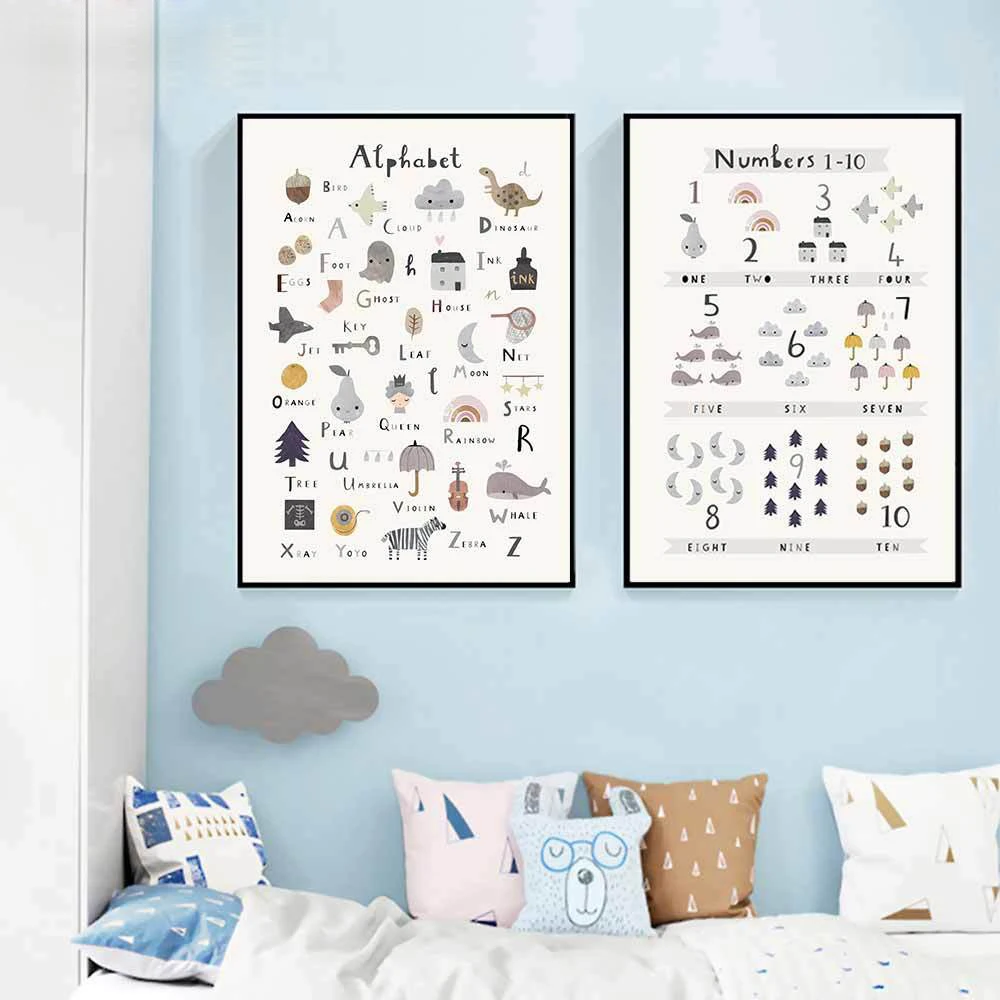 Abc Animals Alphabet Poster Nursery Wall Art Canvas Painting ...