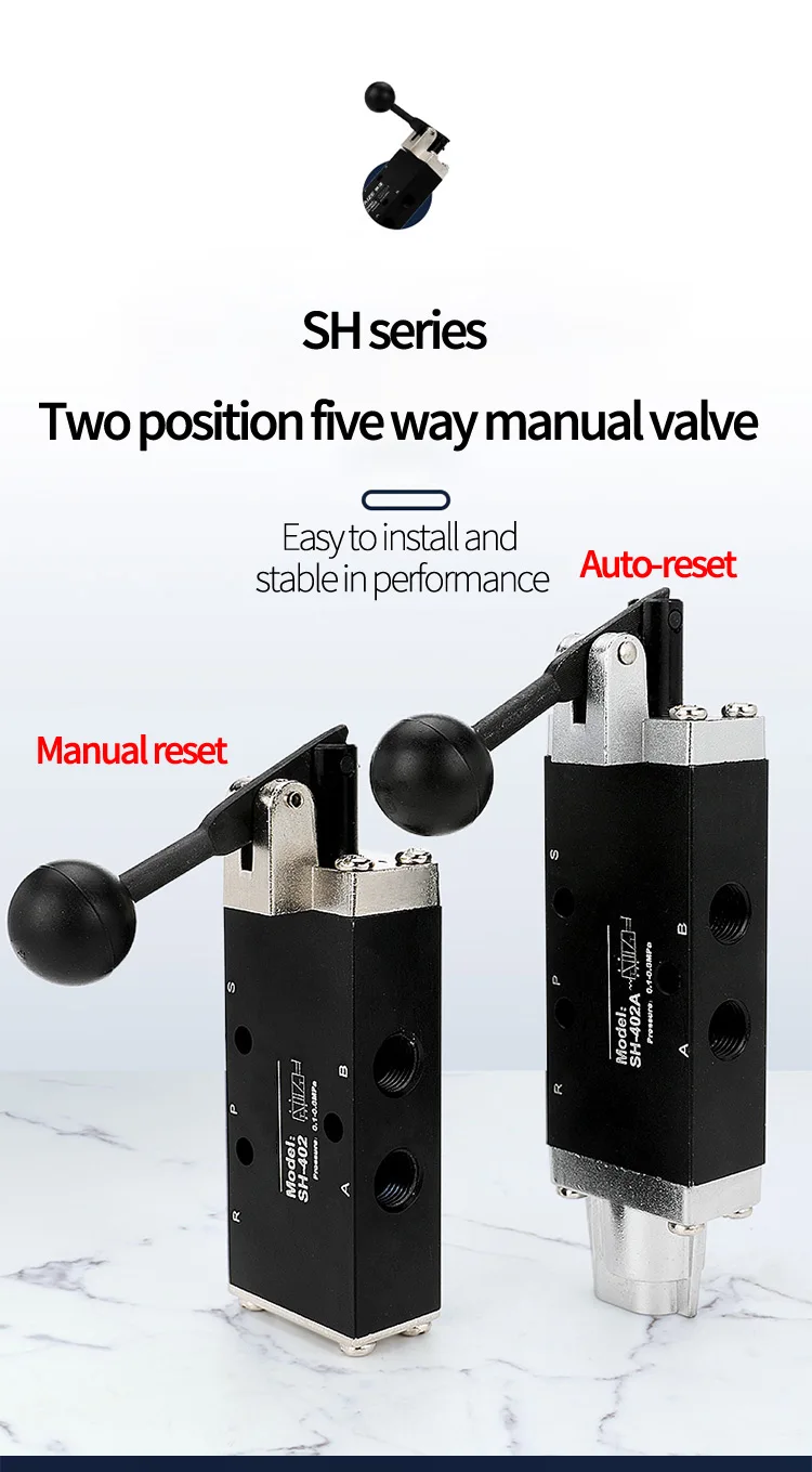 2-Position 5-Way SH402 Pneumatic Hand Lever Valve JM-402 Hand Switch ...
