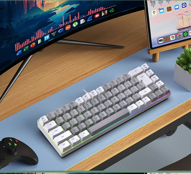 2025 Mini RGB Gaming Mechanical Keyboard 68-Key Anti-ghosting Wired BT ...
