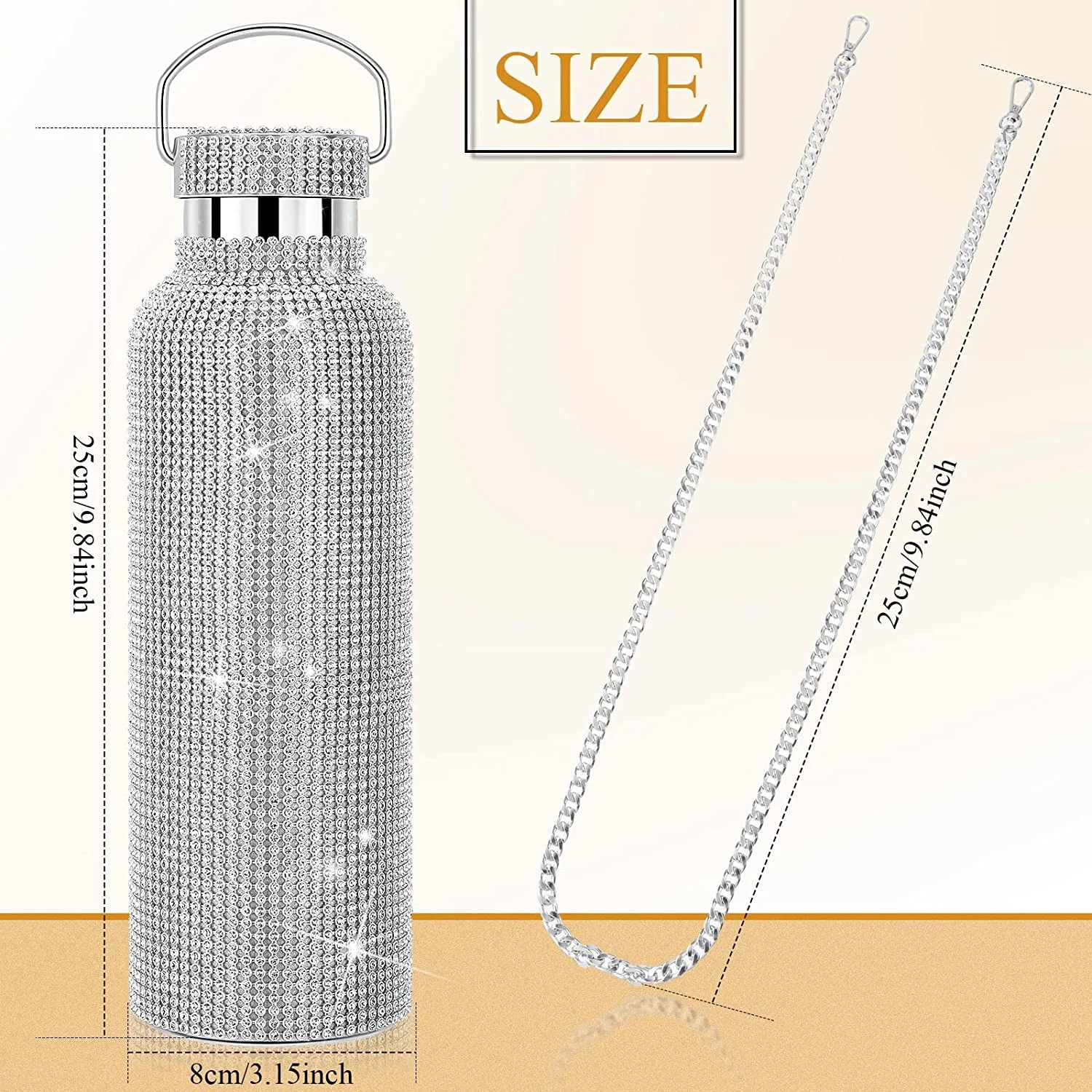 350/500/600/750ml Glitter Vacuum Flasks Bling Diamond Thermal Luxury ...