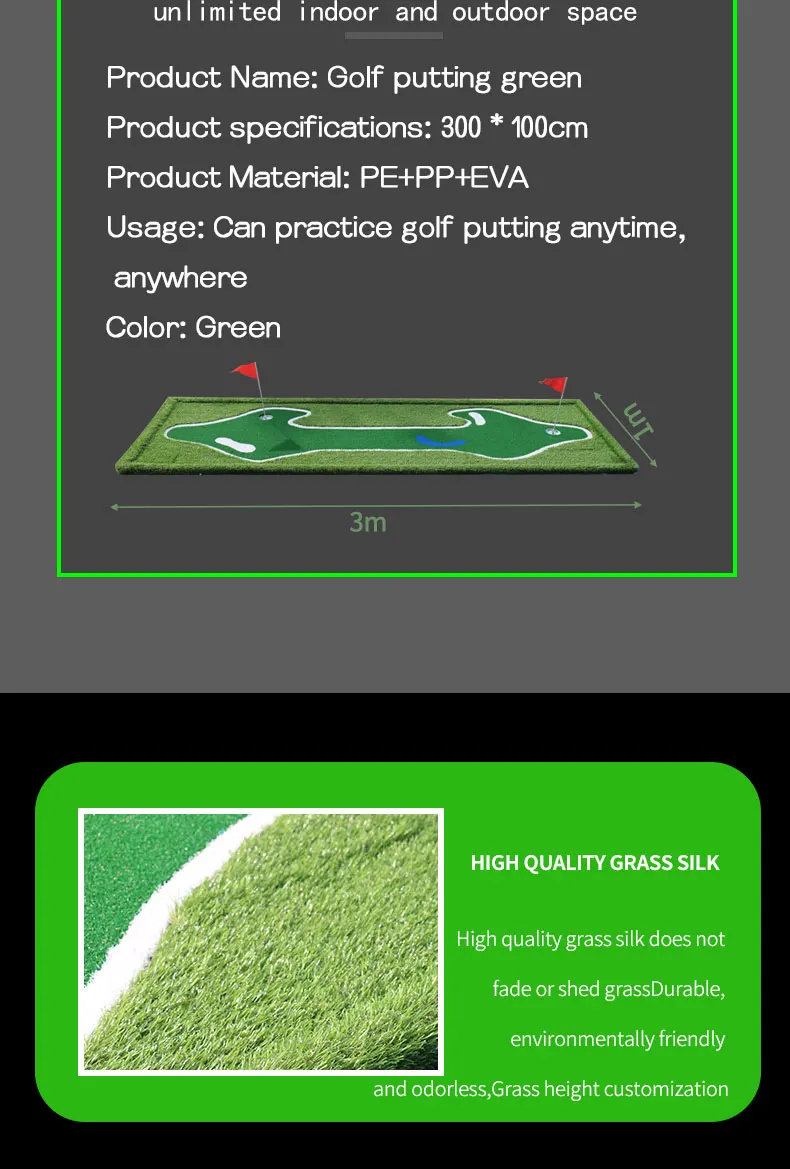 Mini Golf Practice Putting Green - 9-Hole Artificial Grass