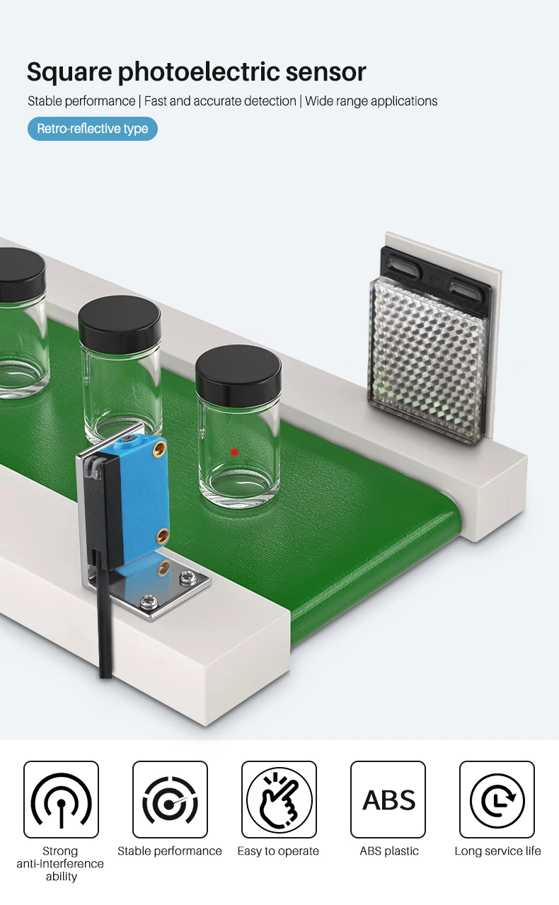 Mirror diffuse reflection photoelectric switch compact square mirror ...