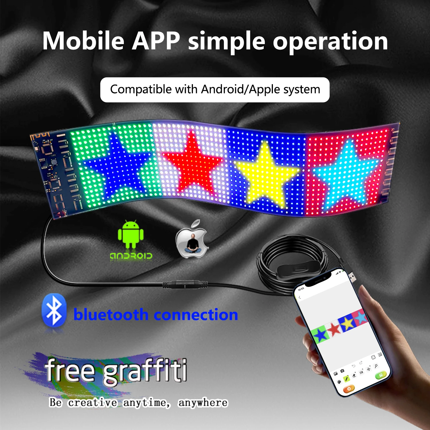 Led Matrix Screen Sign Waterproof Scrolling Messages Board App Control ...