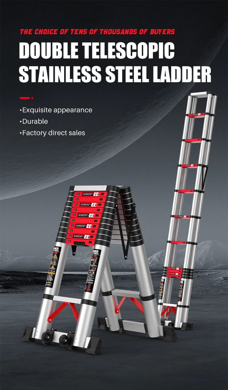 Herringbone Safety Telescopic Folding Ladder Stainless Steel ...