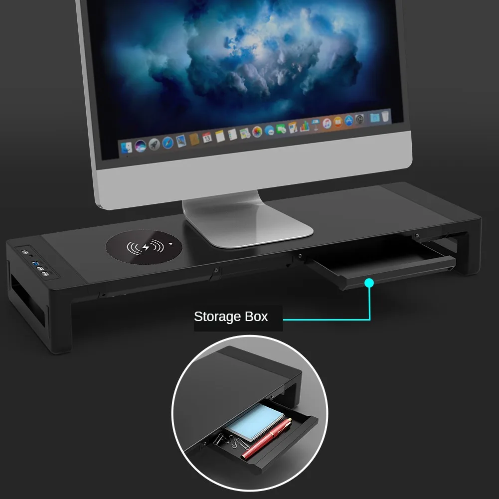 Foldable Computer Screen Riser Light Ergonomic Monitor Stand With ...