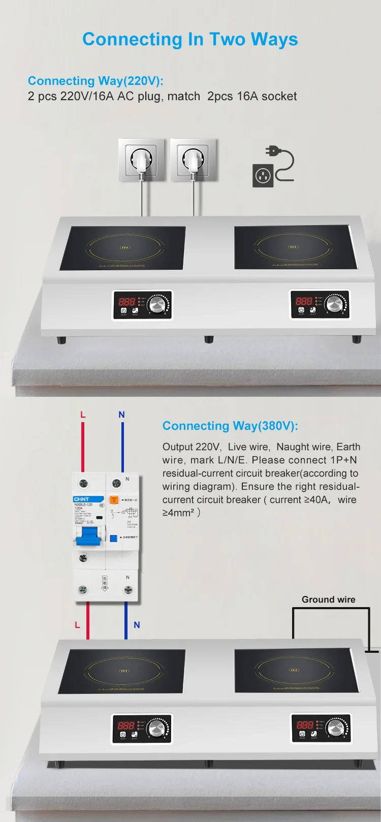 Commercial Two Burner Induction Cooktop Double Induction Range 3.5kw ...