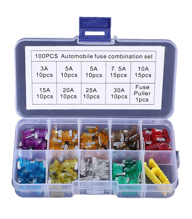 100pcs Car Blade Fuses Mini Fuse Assorted Kit with Puller, Replacement ...