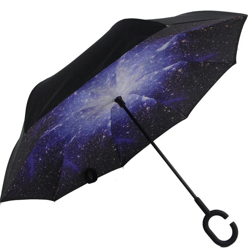 Inverted Reverse Upside Down Umbrella Double Canopy Vented Windproof ...