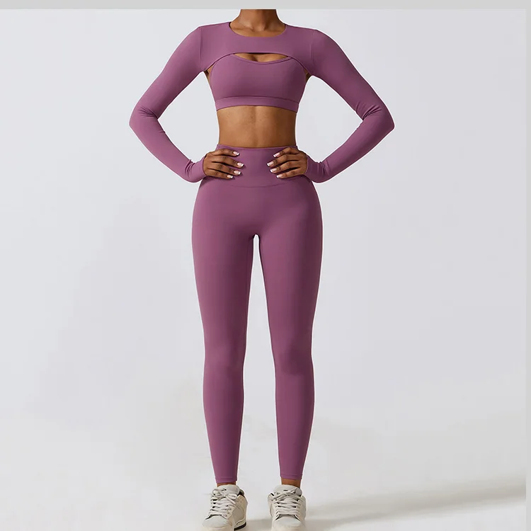 3 Piece Gym Set Women Gym Fitness Sport Wear Yoga Clothing Gym Outfit ...