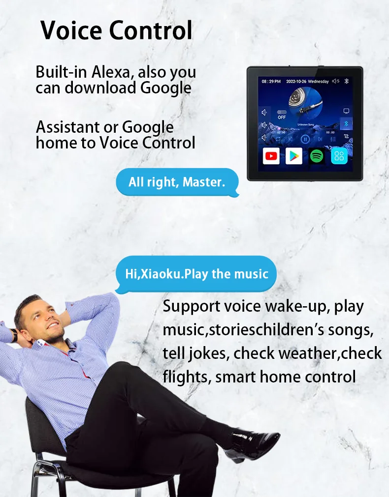 Touch Screen 4 Inch Android 10 Smart Home Audio System Alexa Voice ...