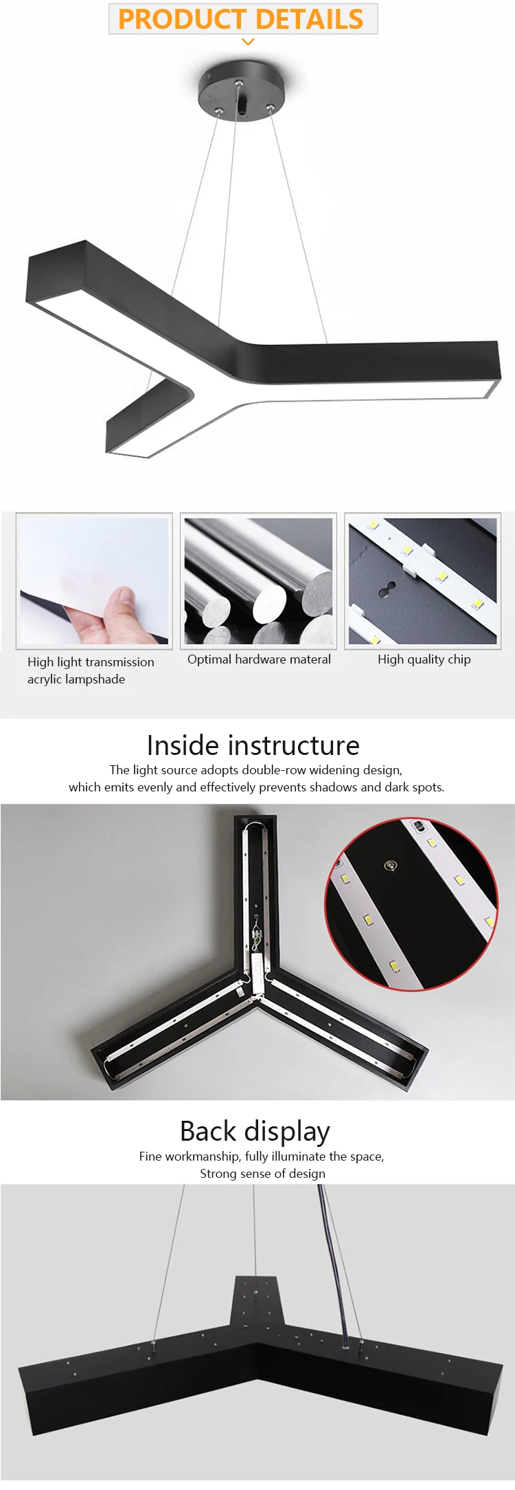 Office Gym Lobby Light Decoration - Y-Shaped LED Pendant