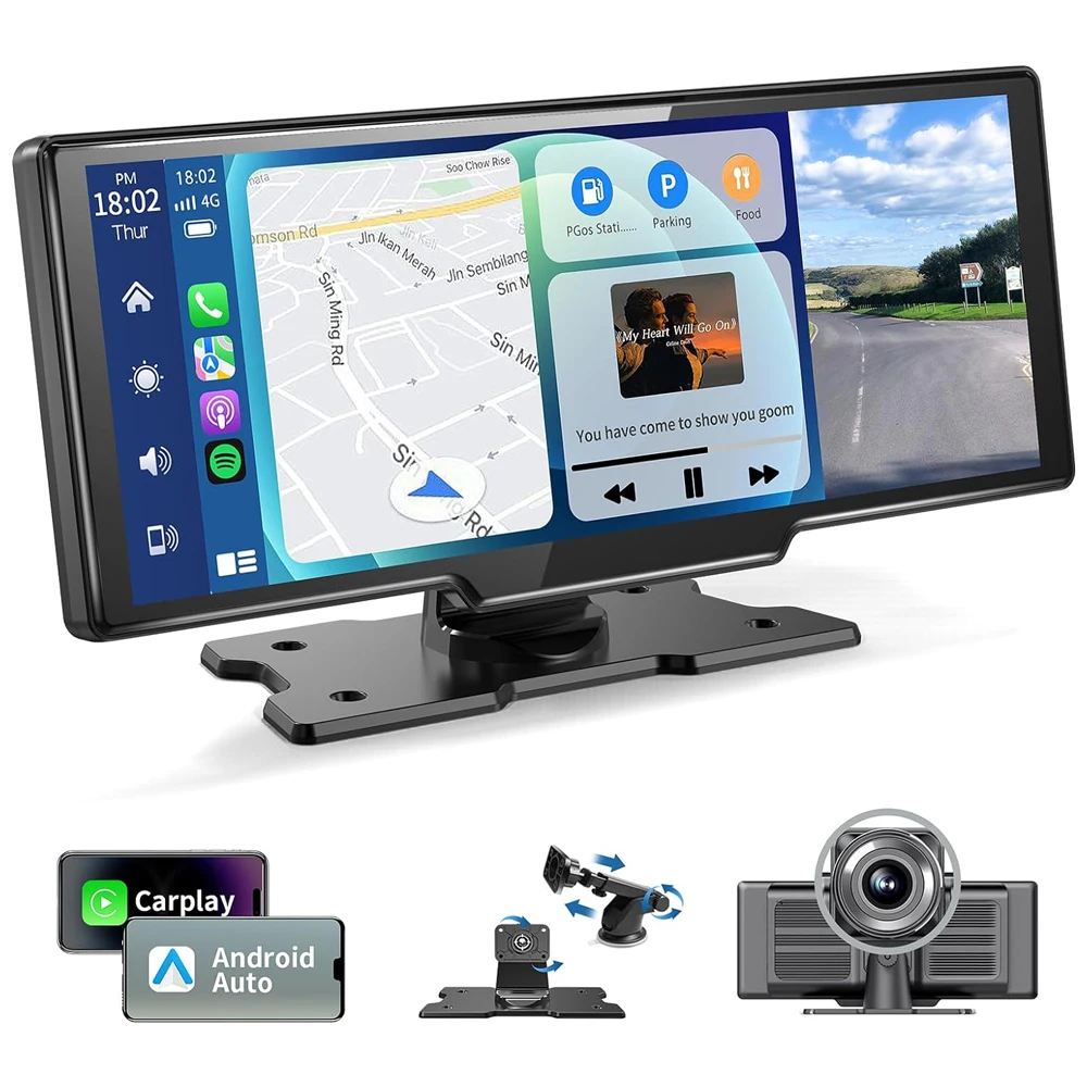 SUNWAYI Carplay 4K 1080P Reverse 10.26 Inch Camera Portable Touch ...