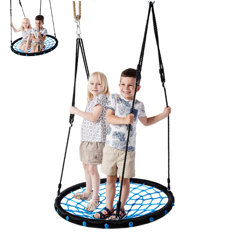 Outdoor Kids Hanging Swing 100cm Round Rope Nest Chair for Garden Patio ...