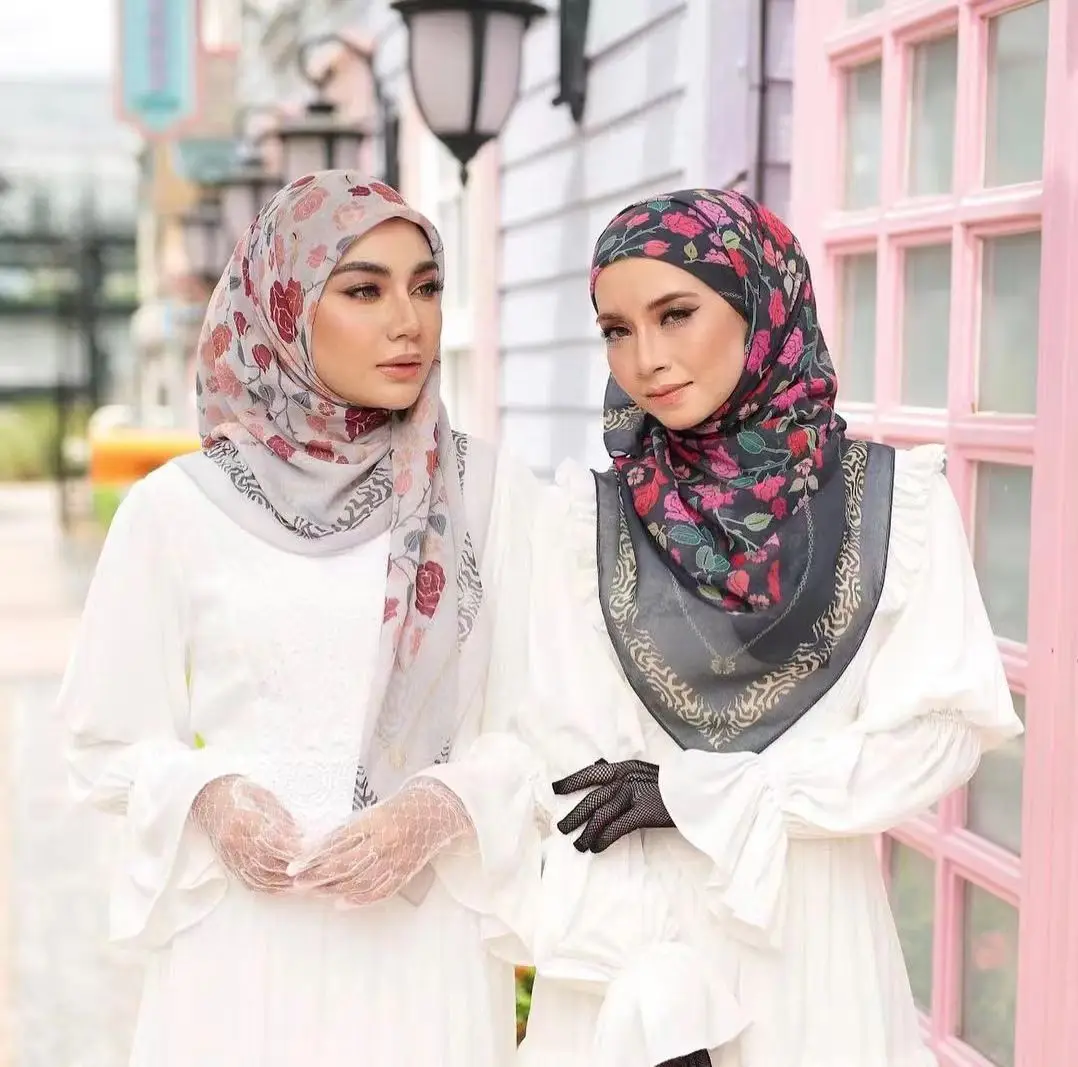 Free Custom Design Printed Shawl Muslim Hijab Cotton Voile