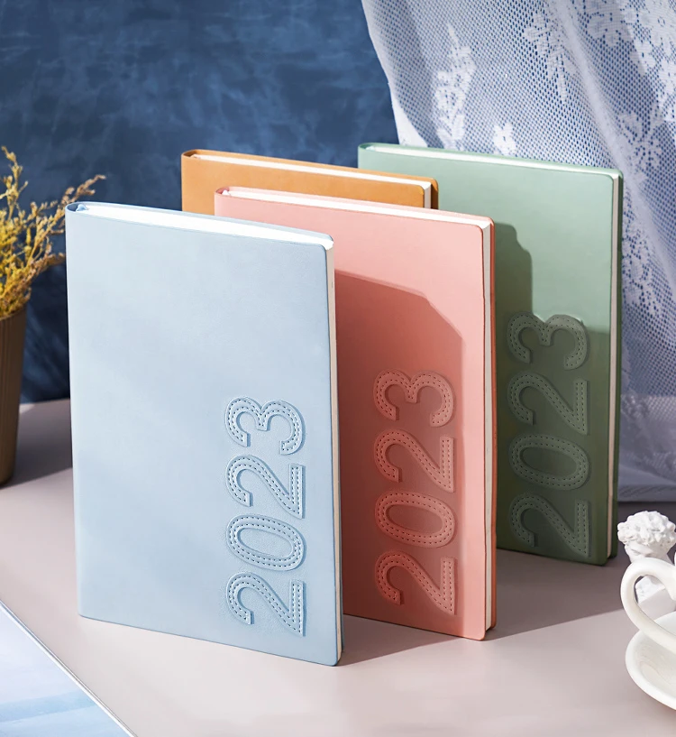LABON 2023 Custom Diary Planner A5 Record Stationery Thick Pu Leather ...