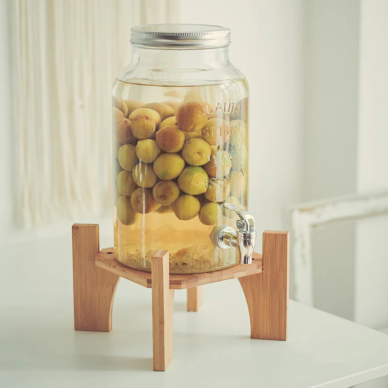 Wooden Beverage Dispenser Stand Bamboo Drink Dispenser Stand Water Jug ...