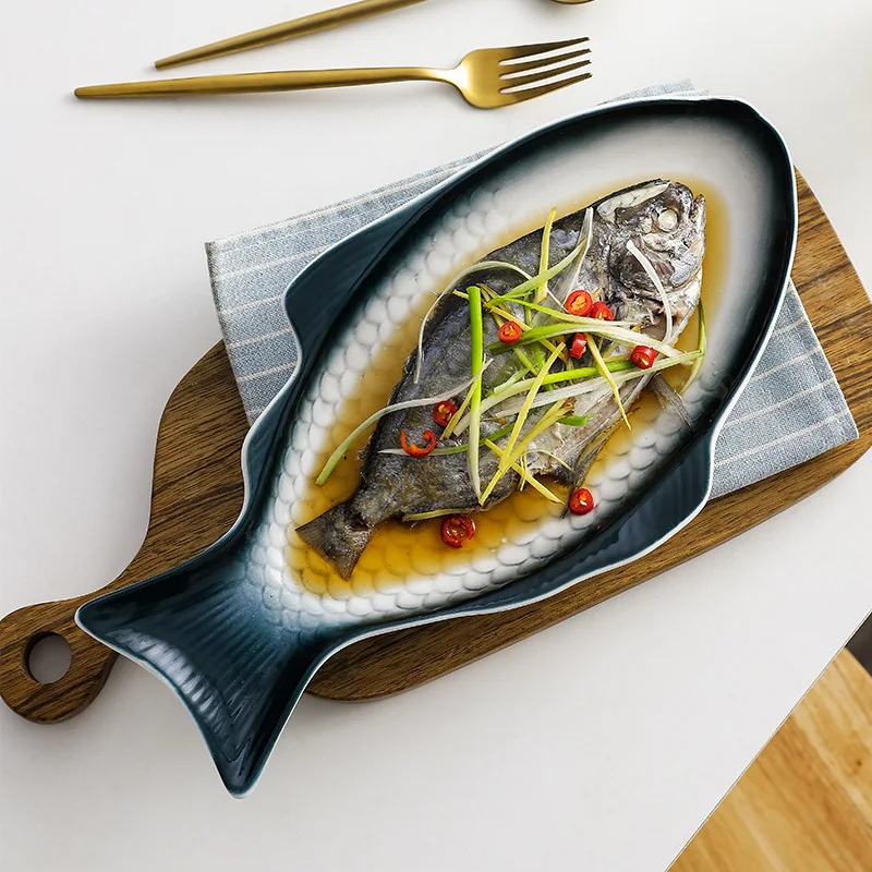 Creative Fish Shaped Plate Ceramic Serving Platter Fish Dish For ...