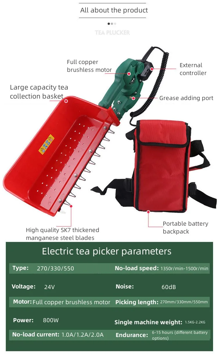 Portable And Easy To Operate Ochiai Tea Harvesting Machinery Battery ...