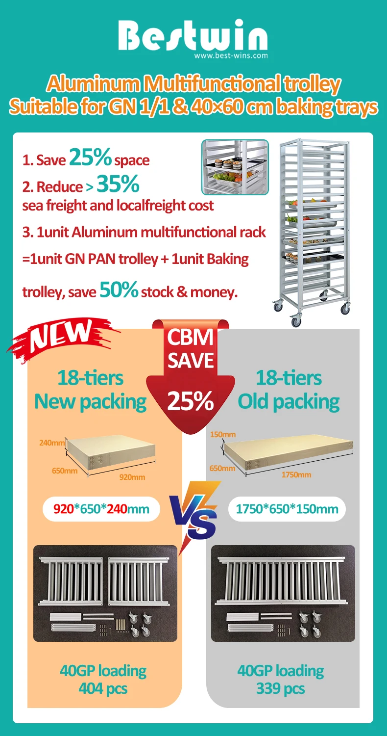 15-tier Aluminum Bakery Cart Baking Oven Tray Gastronorm Pan Trolley ...