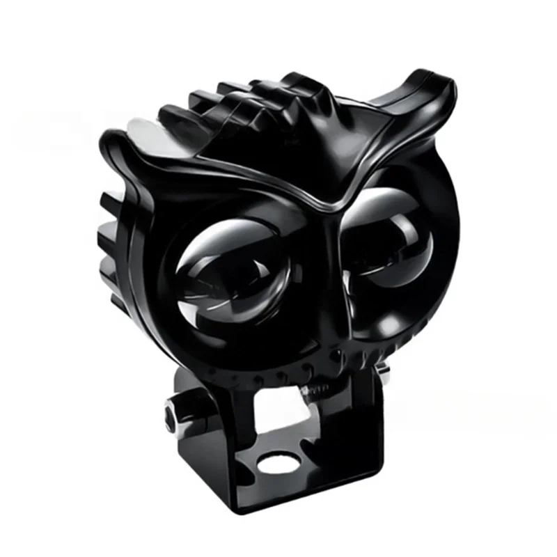 Universal Motorcycle LED Headlight Owl Shape Projector Lens Dual Color ...