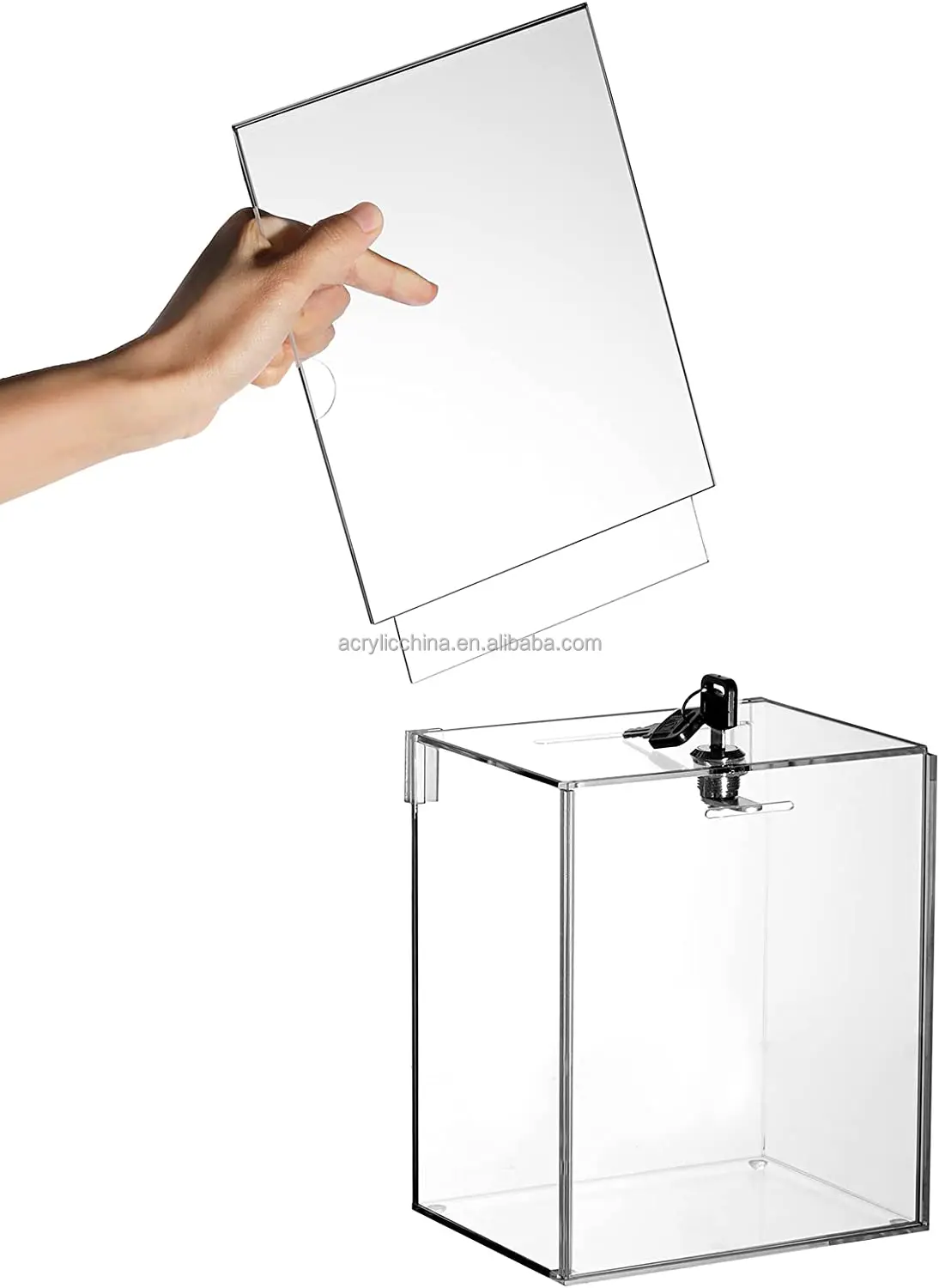 Wholesale Price Custom Clear Acrylic Donation Box With Lock And Sign ...