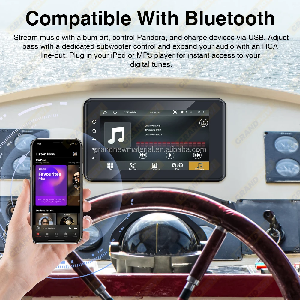 Grandnavi 8 Inch Touch Screen Marine Stereo - Waterproof & Smart