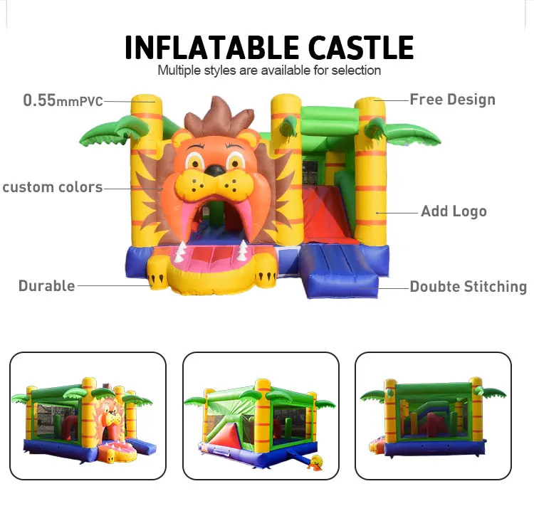 Custom Bouncy Castle Tiger Inflatable Bounce House With Slide Blower ...
