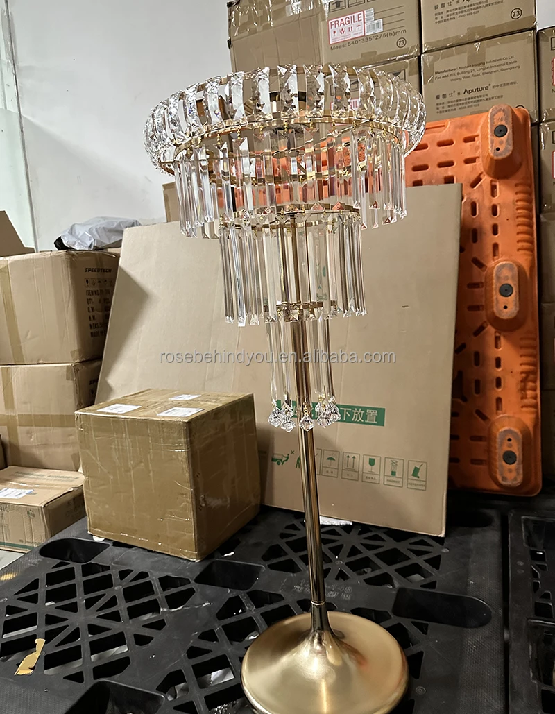 Wedding Centerpieces Table Decorations Lights - Gold Crystal Flower Stand