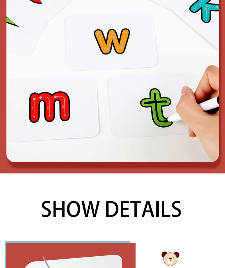 26 Letters Wooden Montessori Spelling Alphabet Sight Words Flash Cards ...