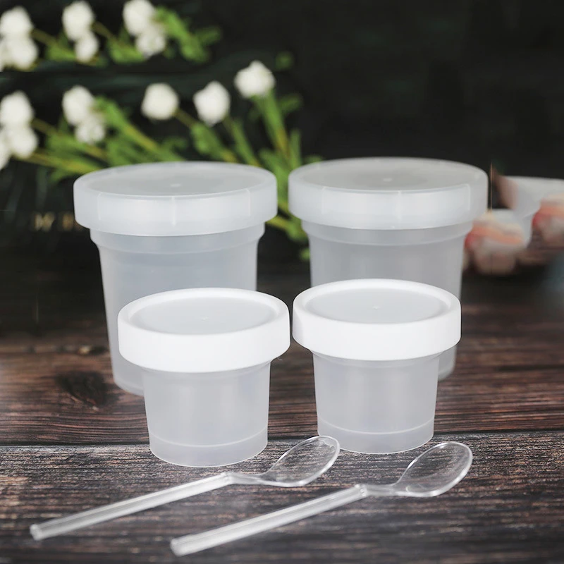 Food Grade Ice Cream Buckets 200g Pudding Jelly Frosted Plastic Jar ...