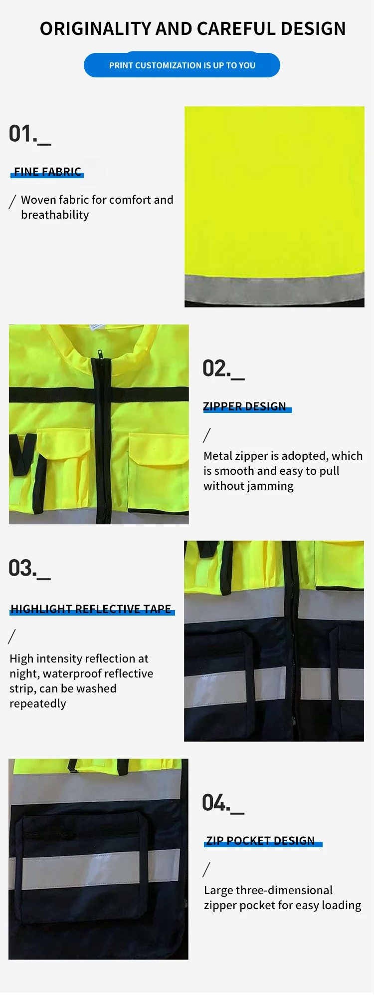 Hi Vis Work Jacket High Visibility Reflective Clothing Personal Safety ...
