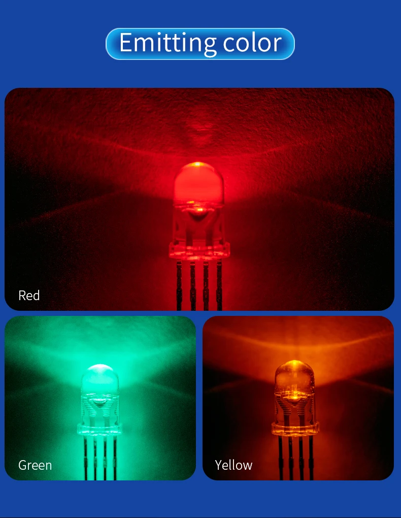 Round Head Transparent Led Single Color Dip Three Color Red Yellow ...