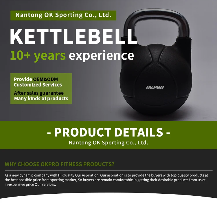 OKPRO Custom Logo Black Competition PU Kettlebell - 3000KG MOQ