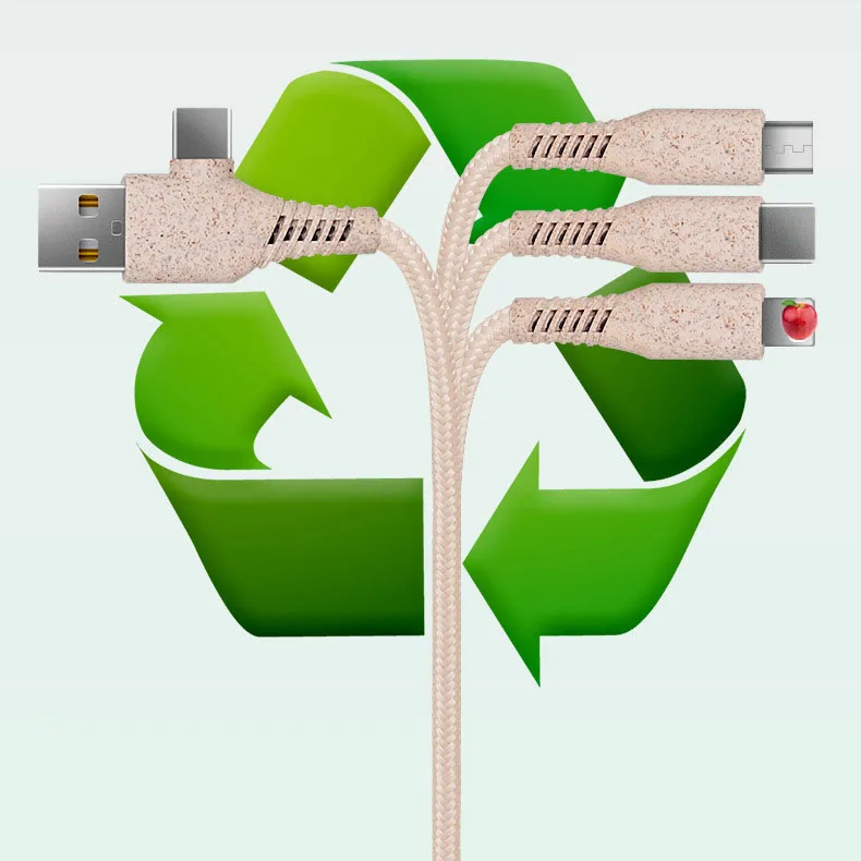 Bio Degradable Material 2 In 3 Usb Charge Cable Type C Fast Charge ...