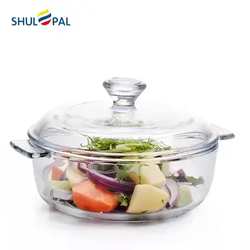 High Borosilicate Glass Soup Pots Classic Cookware 1l Round Clear Glass ...