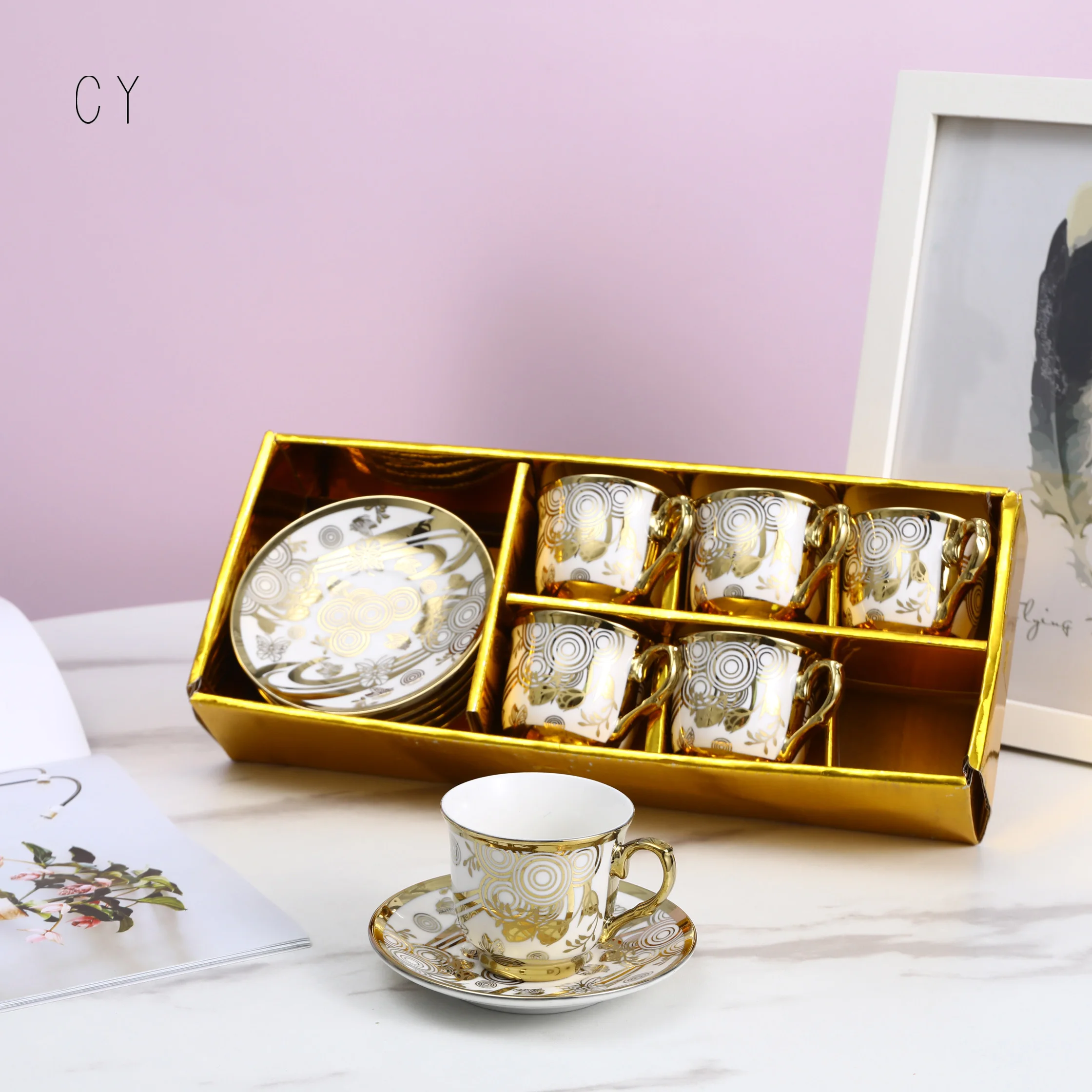 Luxury Creative European Coffee Cup Set Office Home Reusable Coffee Cup ...