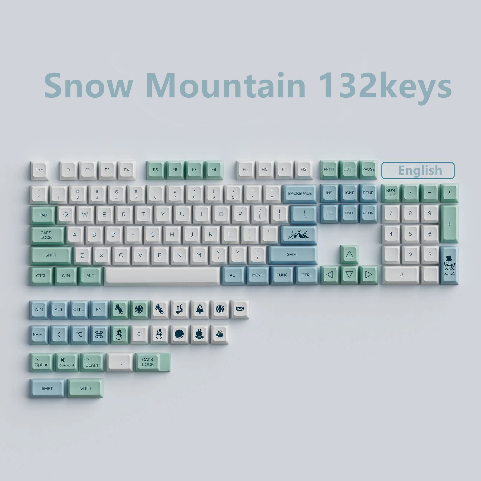 HZGAMER 132Keys Snow Mountain Keycaps, Gaming Mechanical Keyboard ...